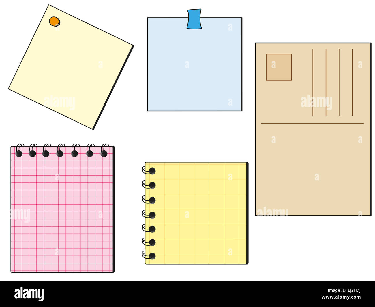 illustration of notes of different colour and type Stock Photo - Alamy