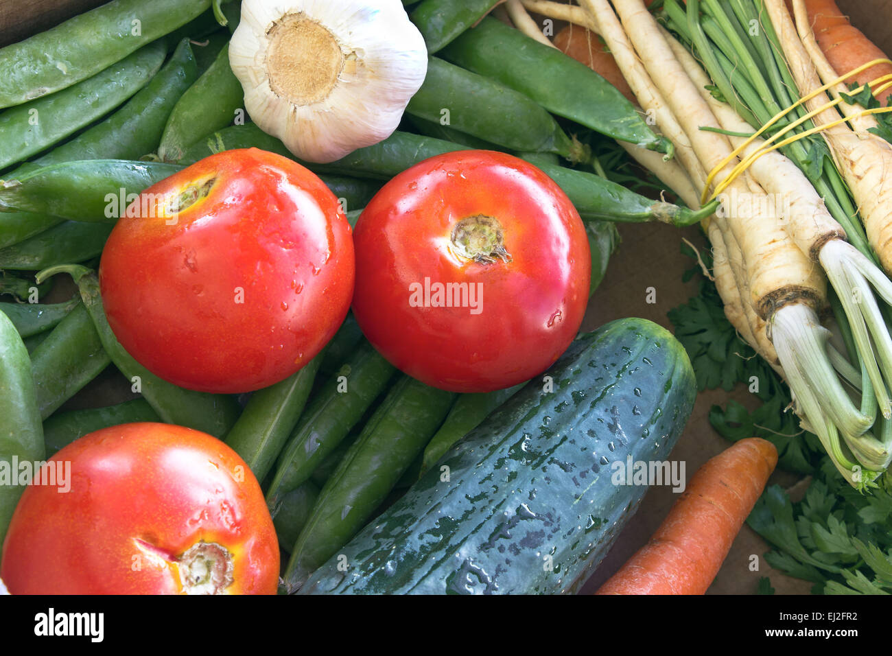 Various organic vegetables closeup Stock Photo - Alamy