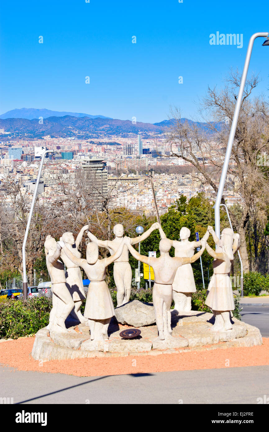 Monument to 'sardana', Catalan traditional dance. Barcelona, Catalonia ...