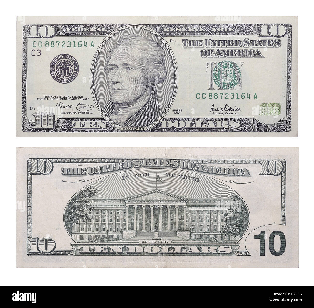 10 Dollar Bill Front And Back 10 Dollar Note New Hi Res Stock