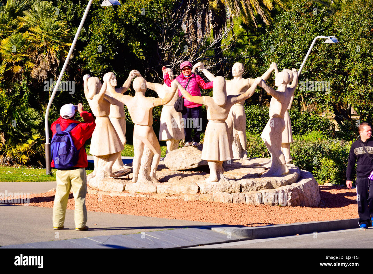 Monument to 'sardana', Catalan traditional dance. Barcelona, Catalonia ...