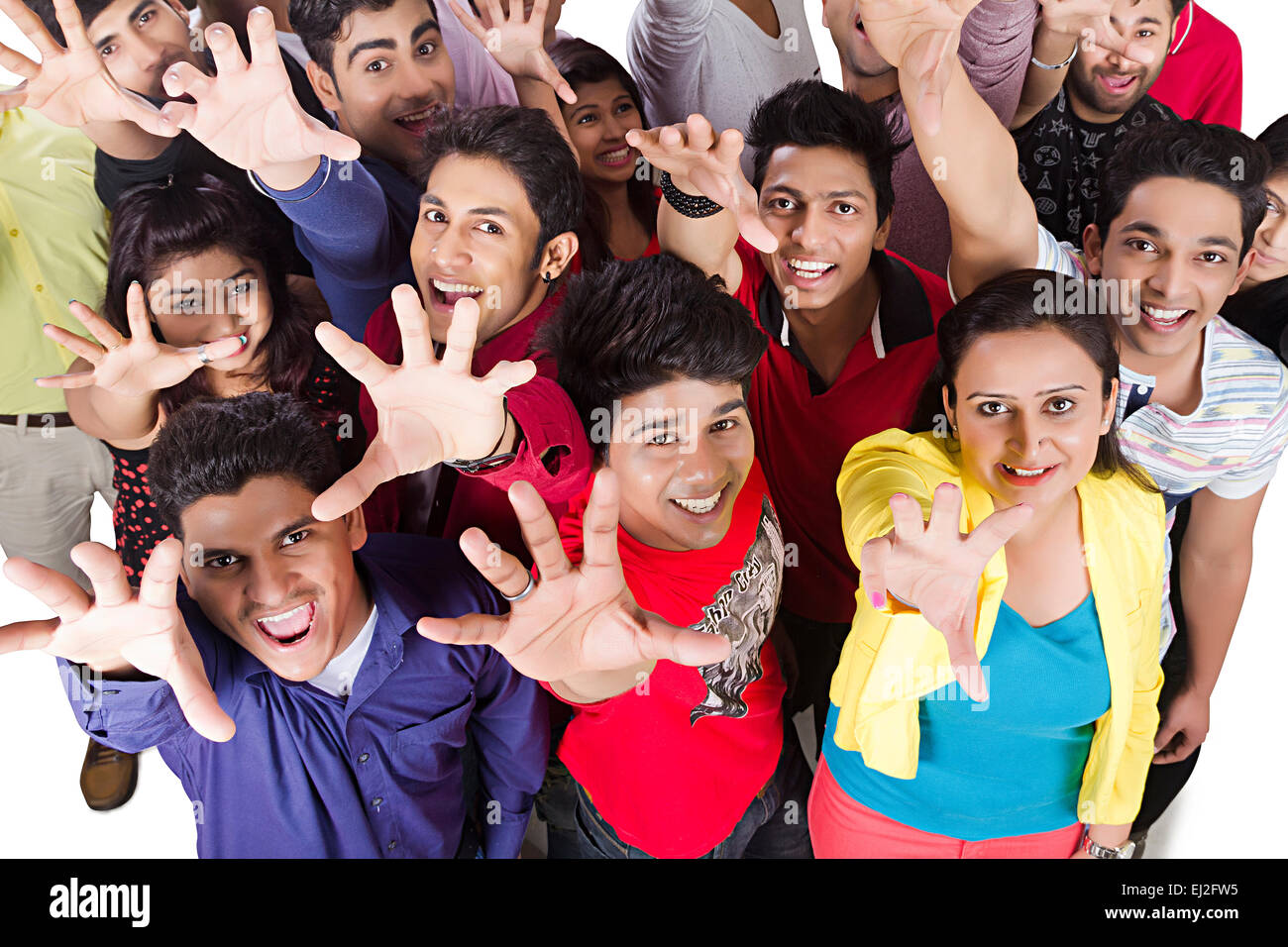 indian College friends Group Crowds Reaching Stock Photo - Alamy