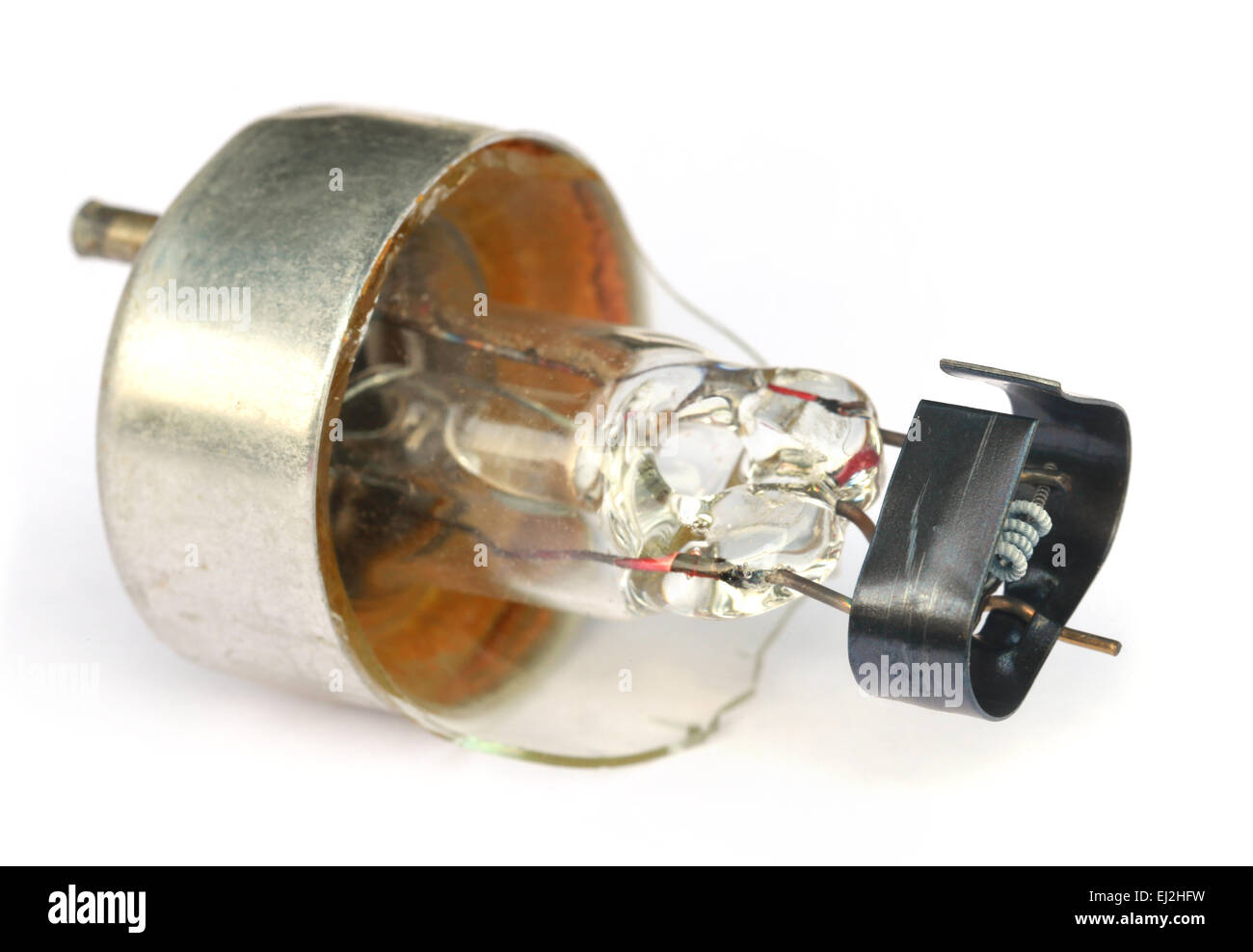 Broken light bulb over white background Stock Photo - Alamy