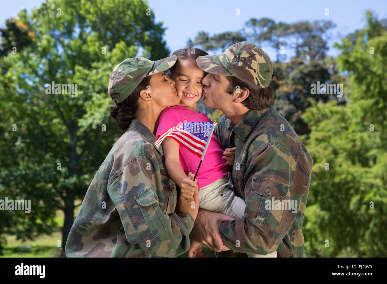Army parents reunited with their daughter Stock Photo - Alamy