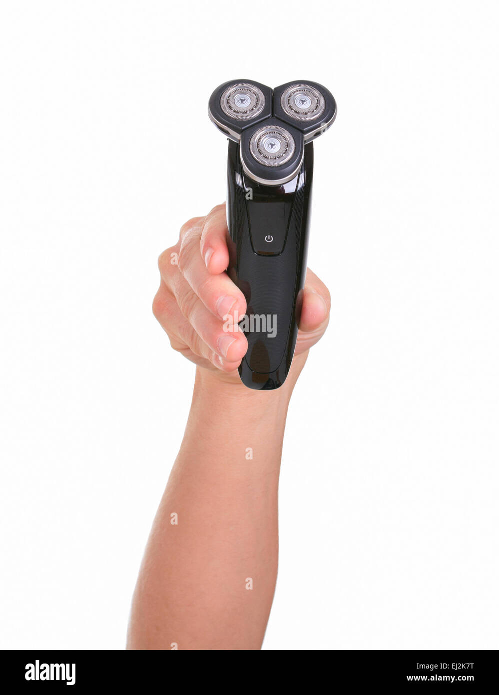 electric razor in a hand on white background Stock Photo - Alamy