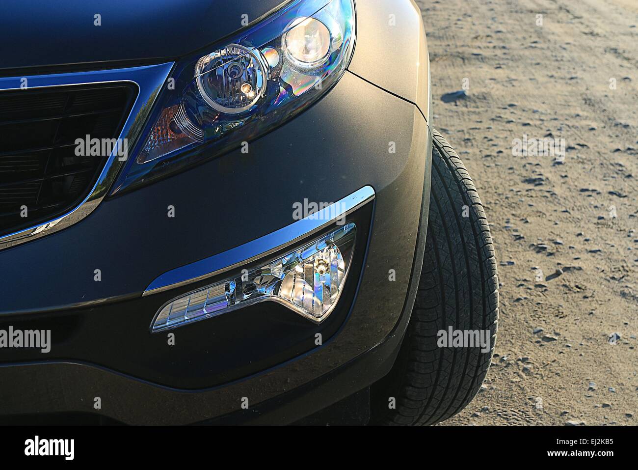 fragment of the car on the road crossover SUV Stock Photo - Alamy