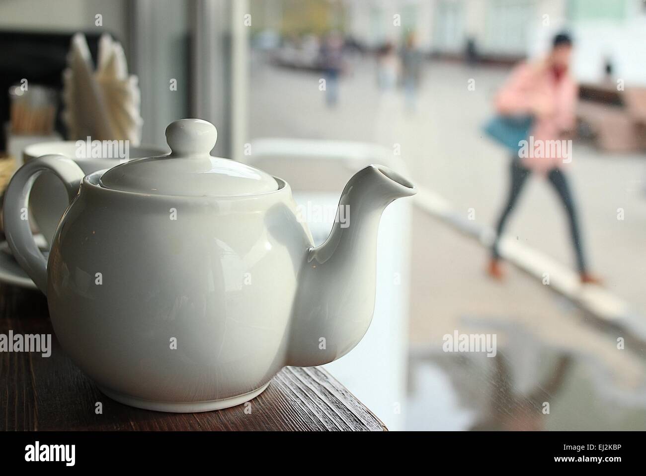 tea in the cafe showcase city Stock Photo - Alamy