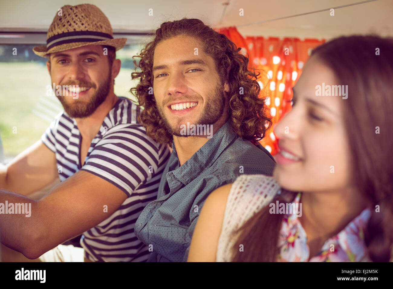 Hipster friends driving van hi-res stock photography and images - Alamy