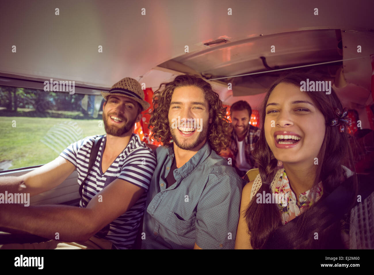 Hipster friends driving van hi-res stock photography and images - Alamy