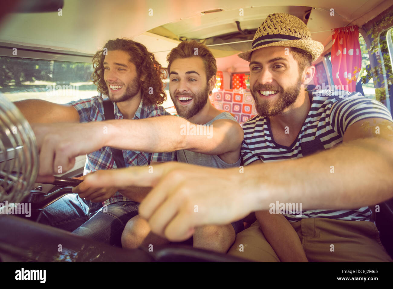 Hipster friends driving van hi-res stock photography and images - Alamy