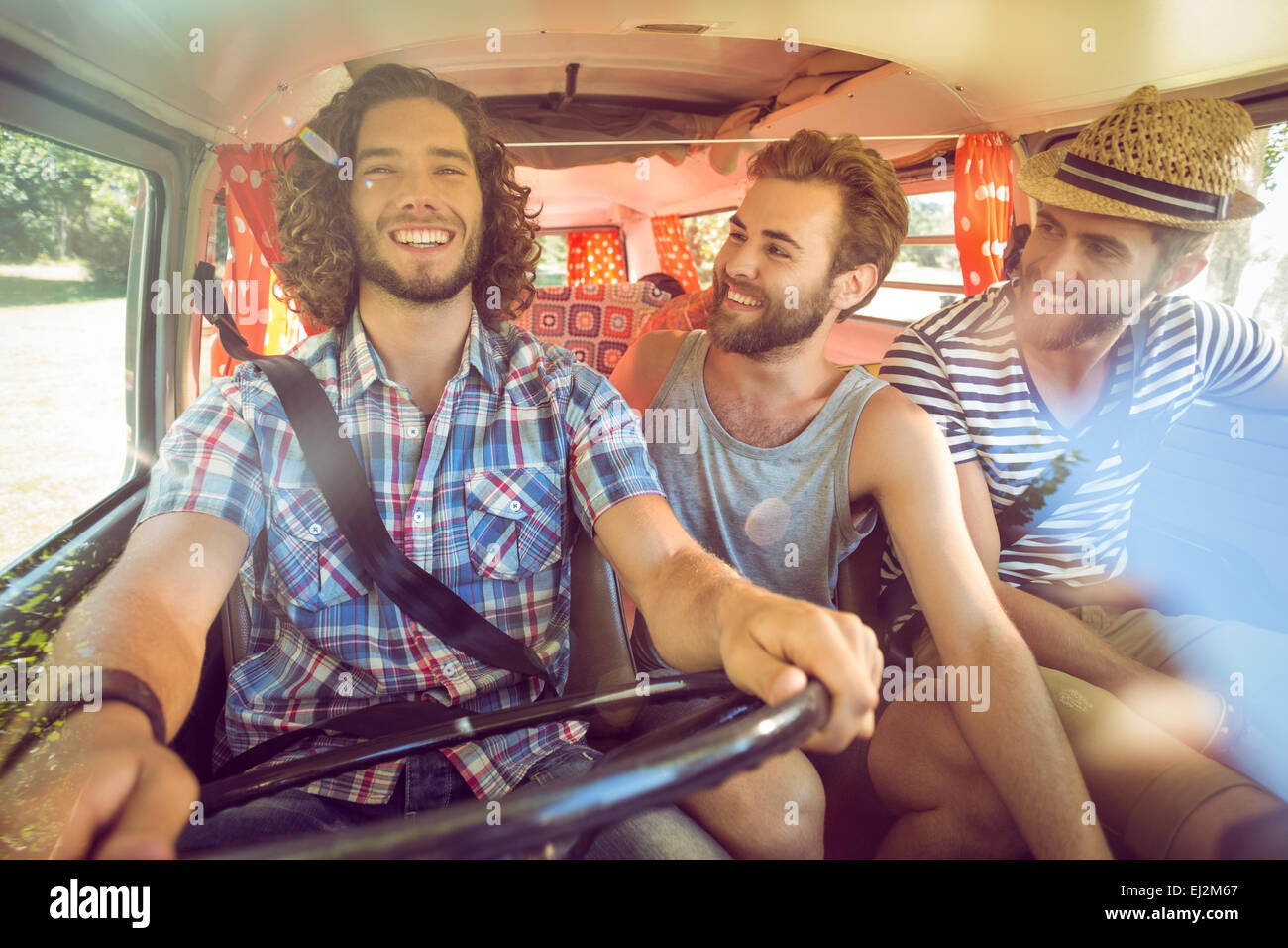 Hipster friends driving van hi-res stock photography and images - Alamy