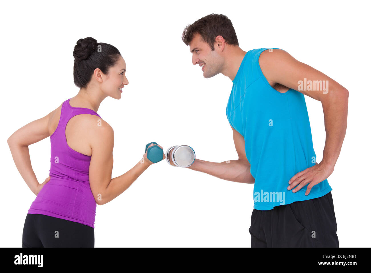 Young man woman training Cut Out Stock Images & Pictures - Alamy