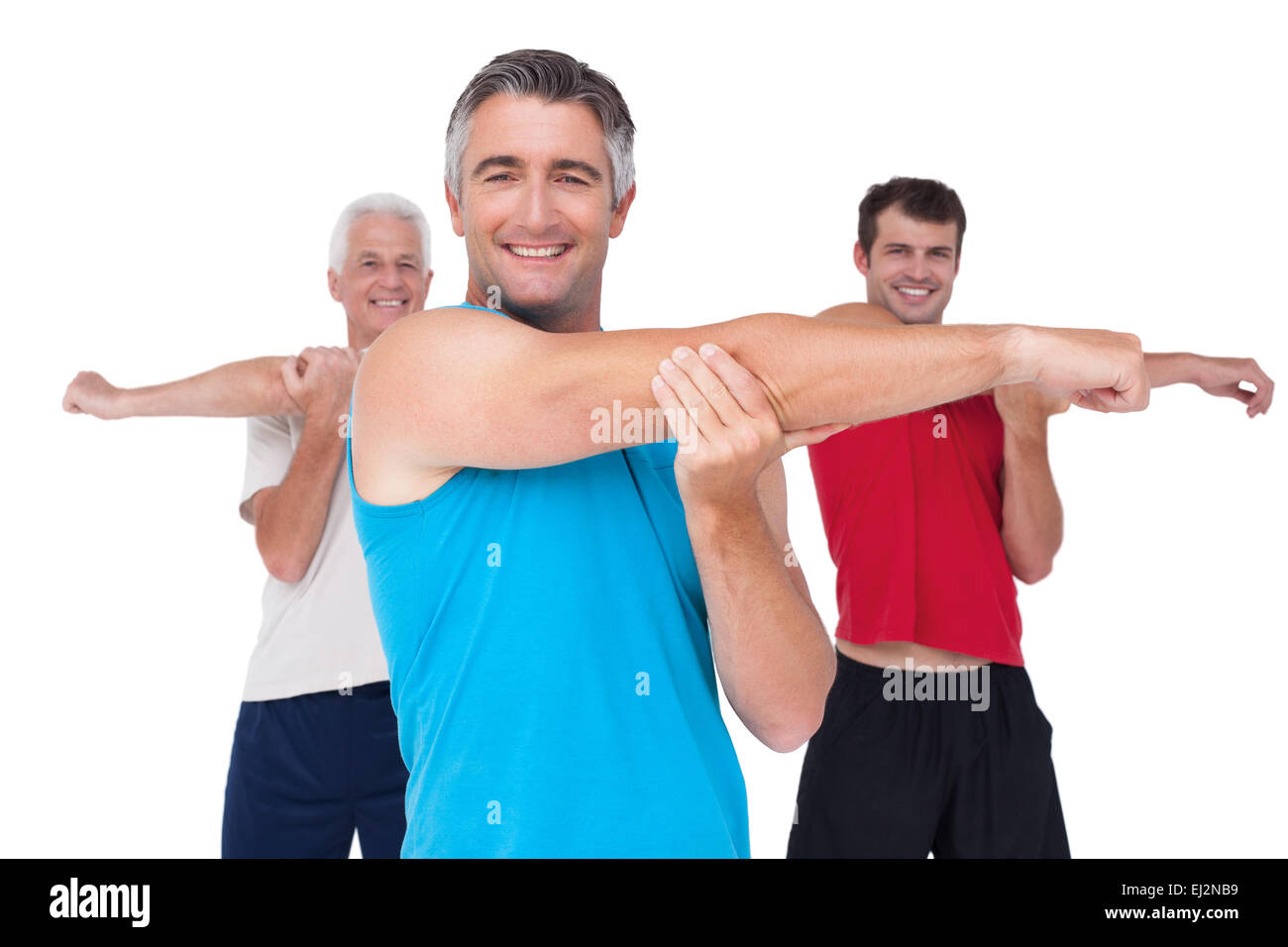 Fit men stretching their arms Stock Photo - Alamy