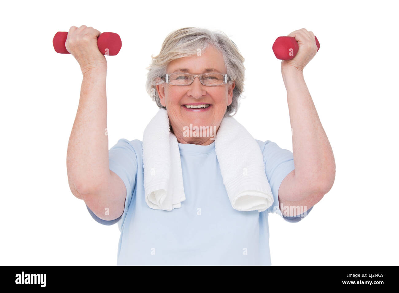 Senior woman lifting hand weights Stock Photo - Alamy