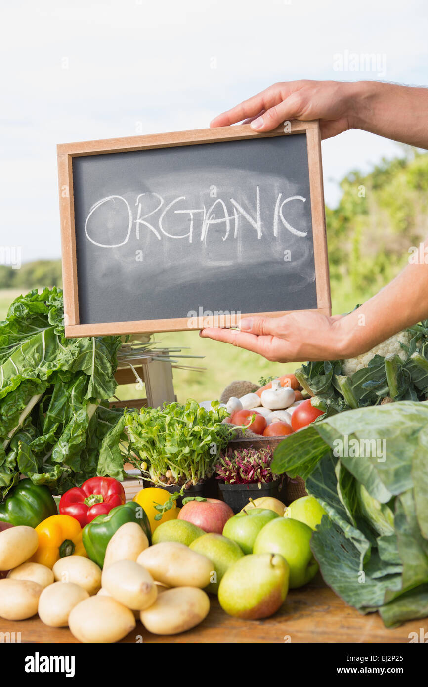 Chalkboard sign showing organic hi-res stock photography and images - Alamy