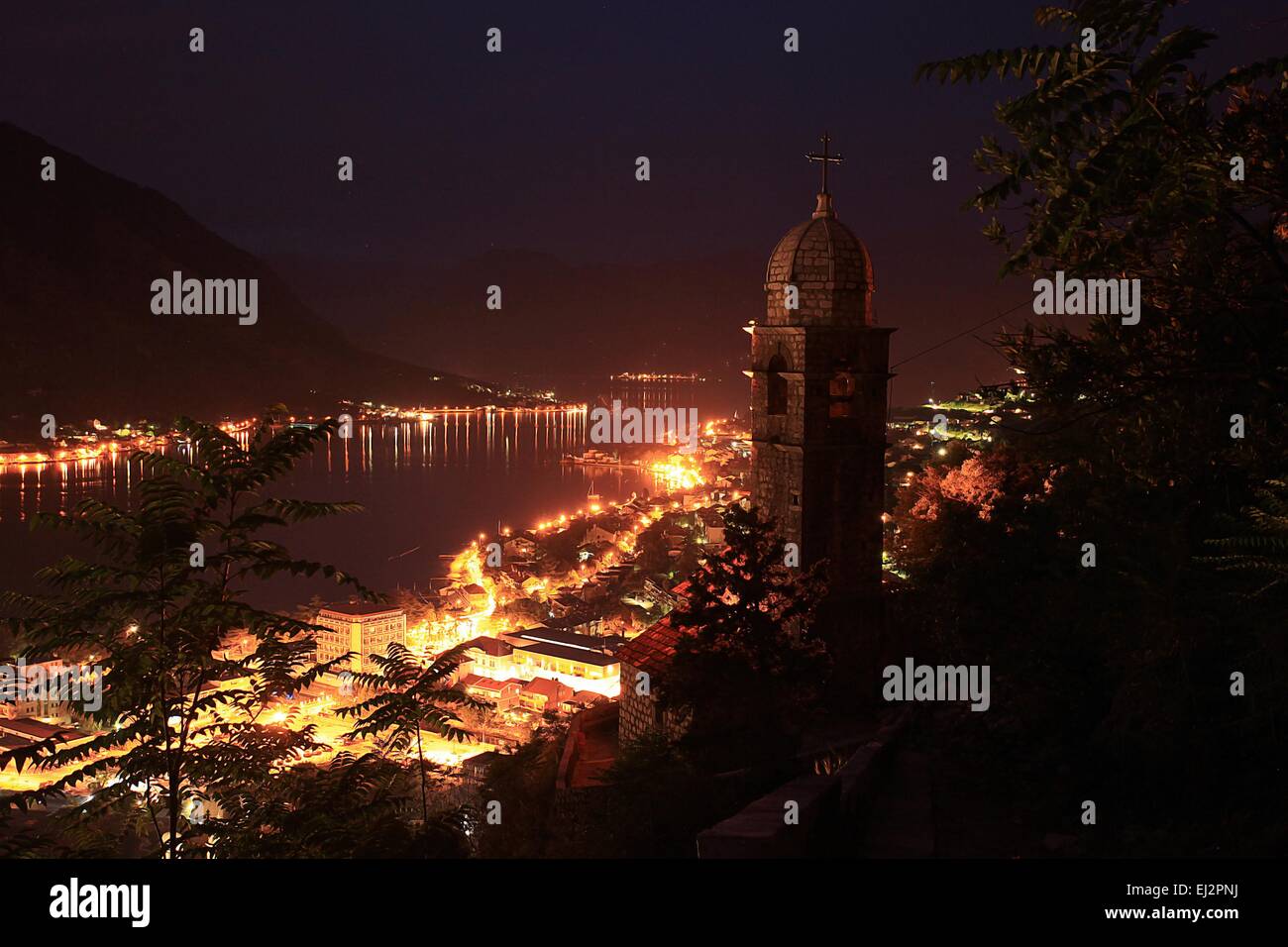 night landscape resort in Montenegro Stock Photo - Alamy