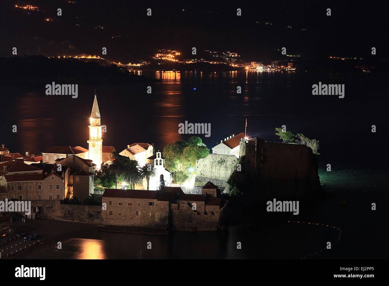 night landscape resort in Montenegro Stock Photo - Alamy