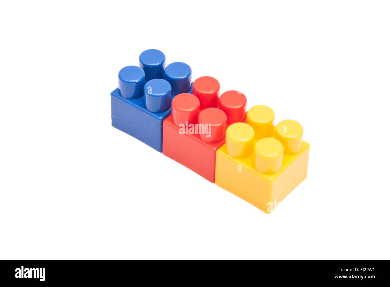 Plastic Toy Blocks On White Background Stock Photo - Alamy