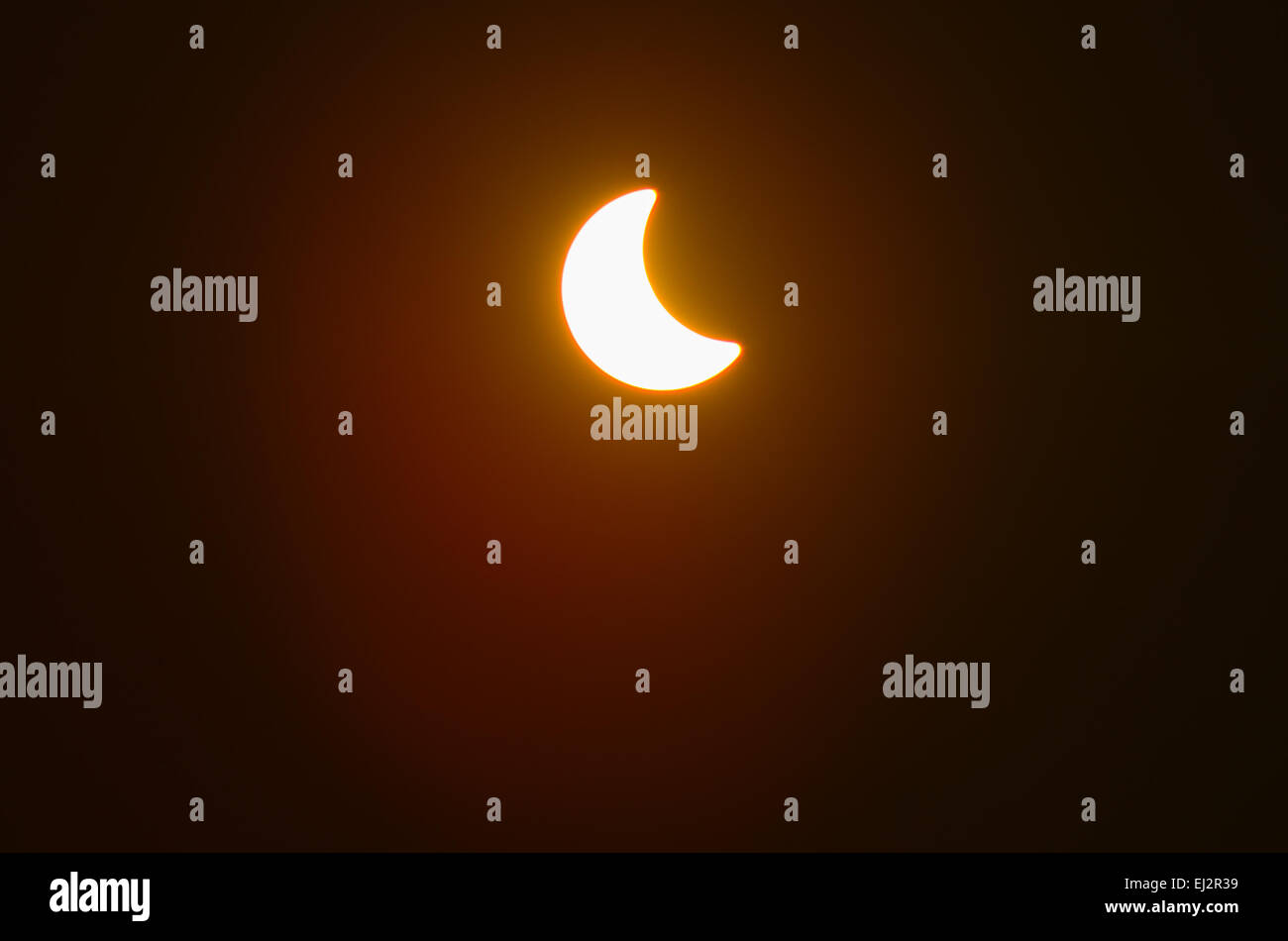 An image of the May 2015 partial eclipse as seen over the UK Stock ...