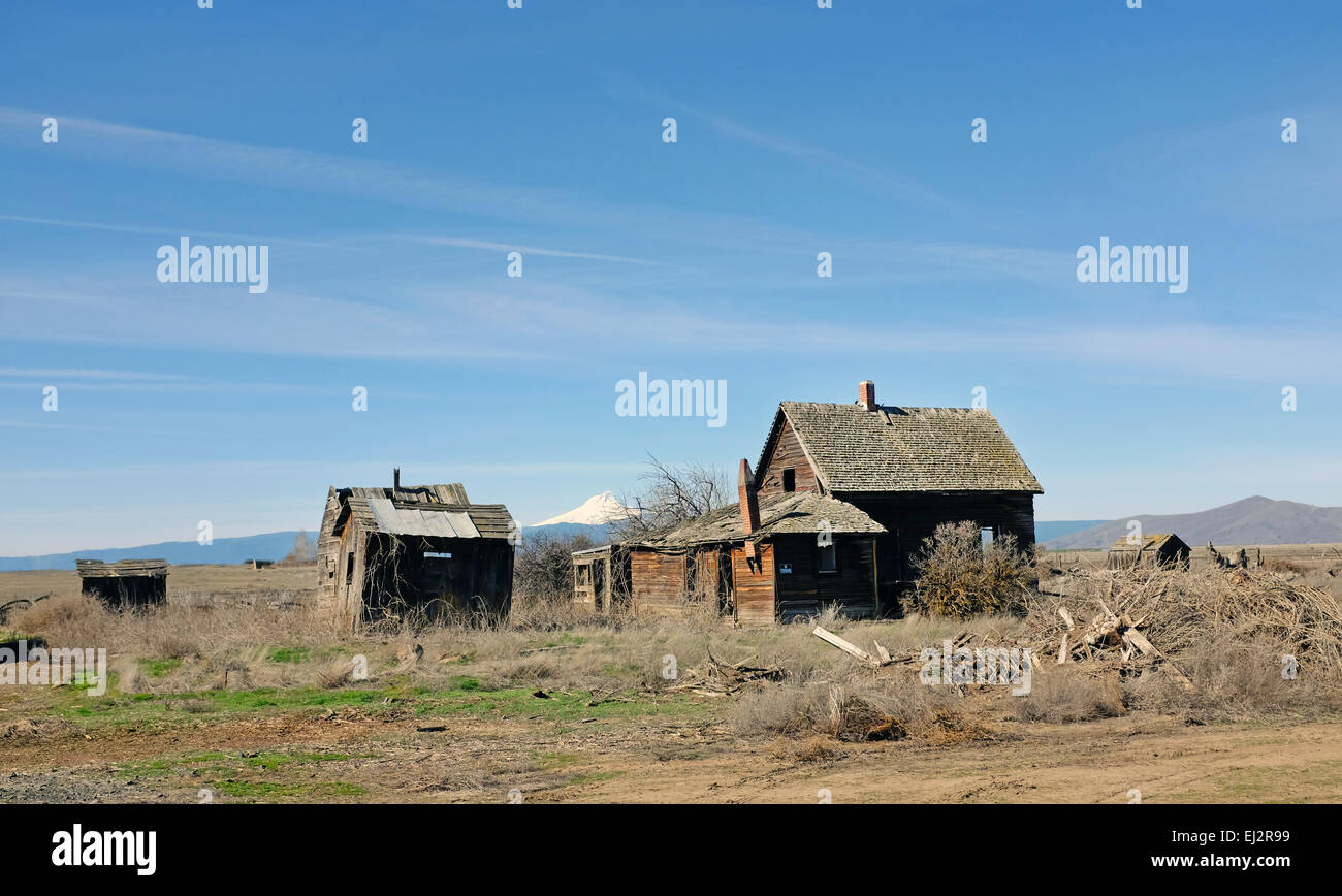 A Depression era farm from the 1930s, long abandoned on the open plains ...