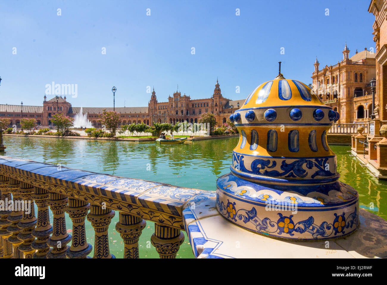 Details ceramic painted in the famous square of Spain in Seville Spain ...