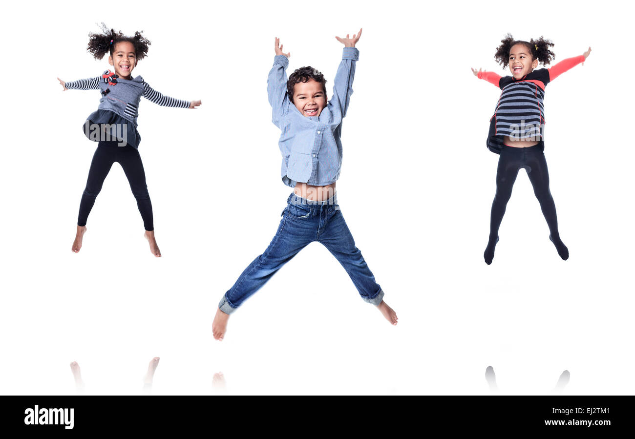 african american little child jump isolated Stock Photo - Alamy