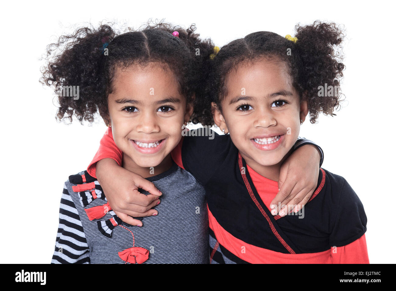 Twin adorable african little girl with beautiful hairstyle Stock Photo ...