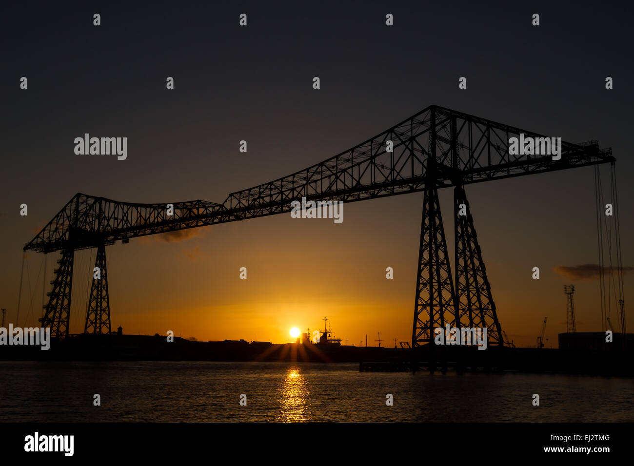 Tees transporter bridge sunset Stock Photo - Alamy