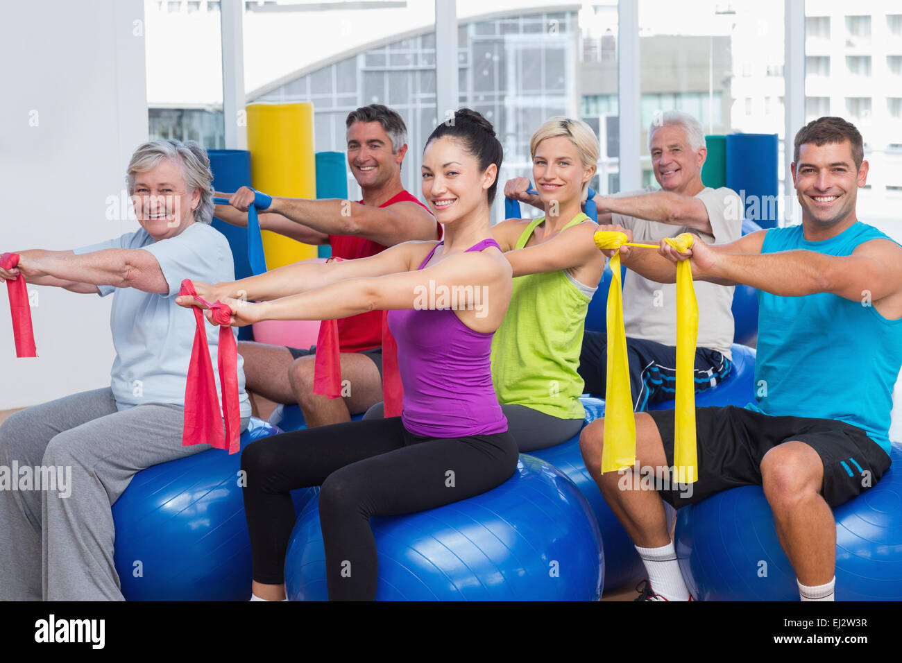 Stretching exercises resistance band hi-res stock photography and ...