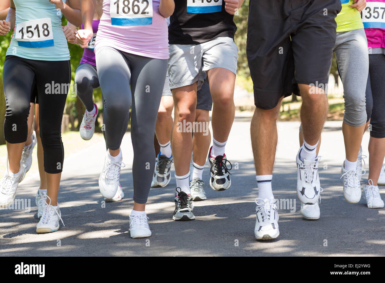 Fit people running race in park Stock Photo - Alamy
