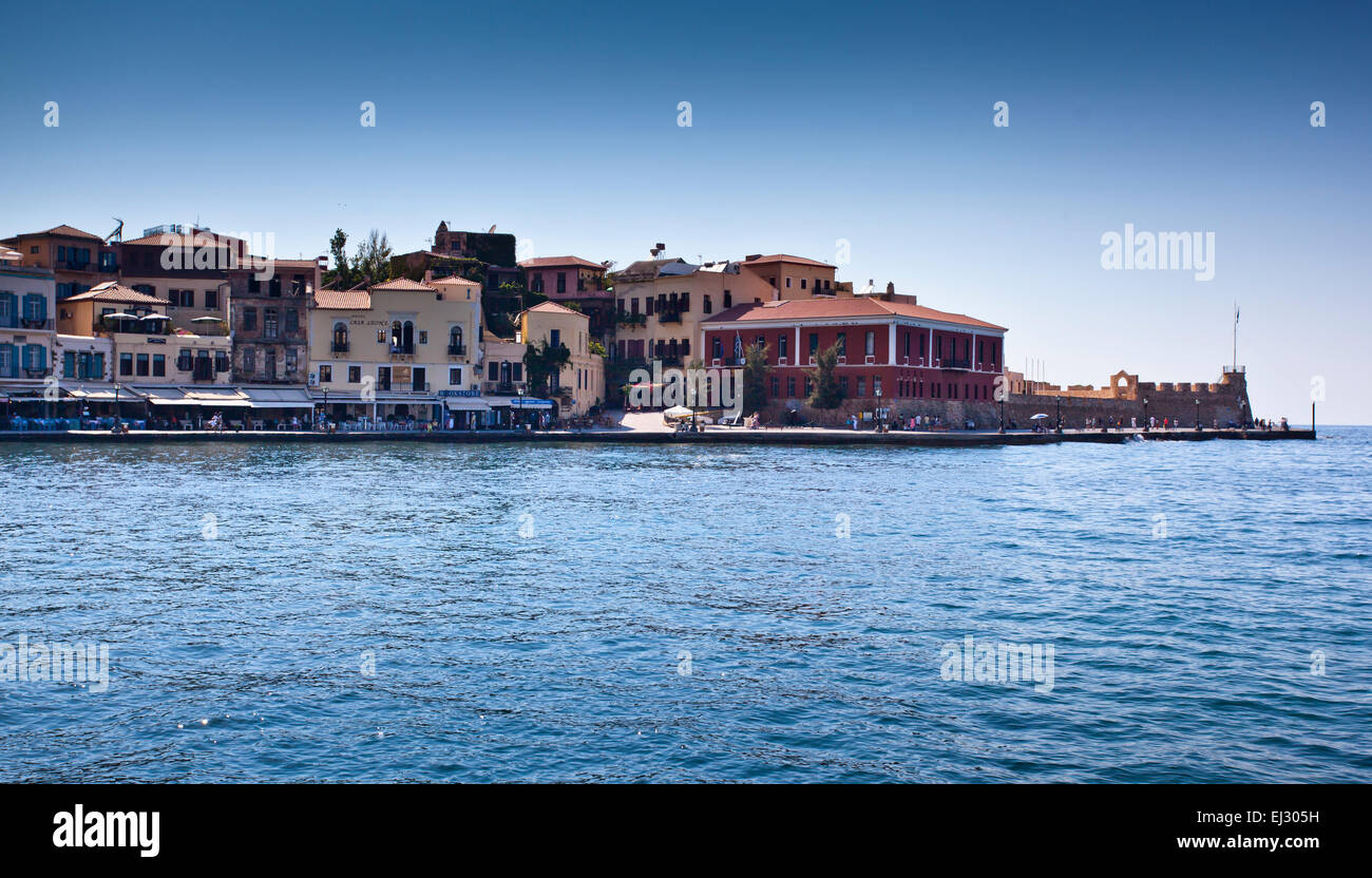Chania port promenade in Chania in Crete, Greece Stock Photo - Alamy