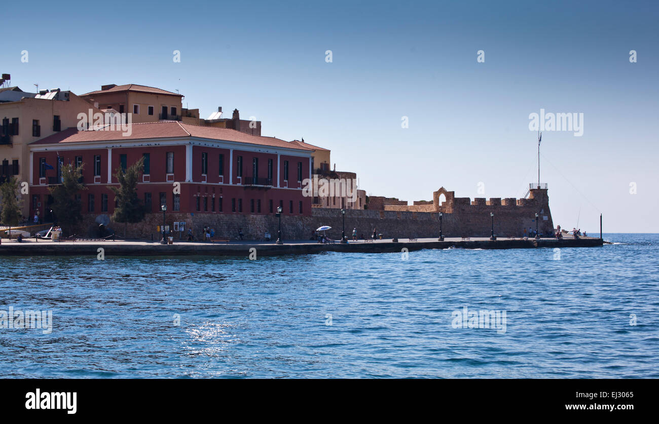 Chania port promenade in Chania in Crete, Greece Stock Photo - Alamy