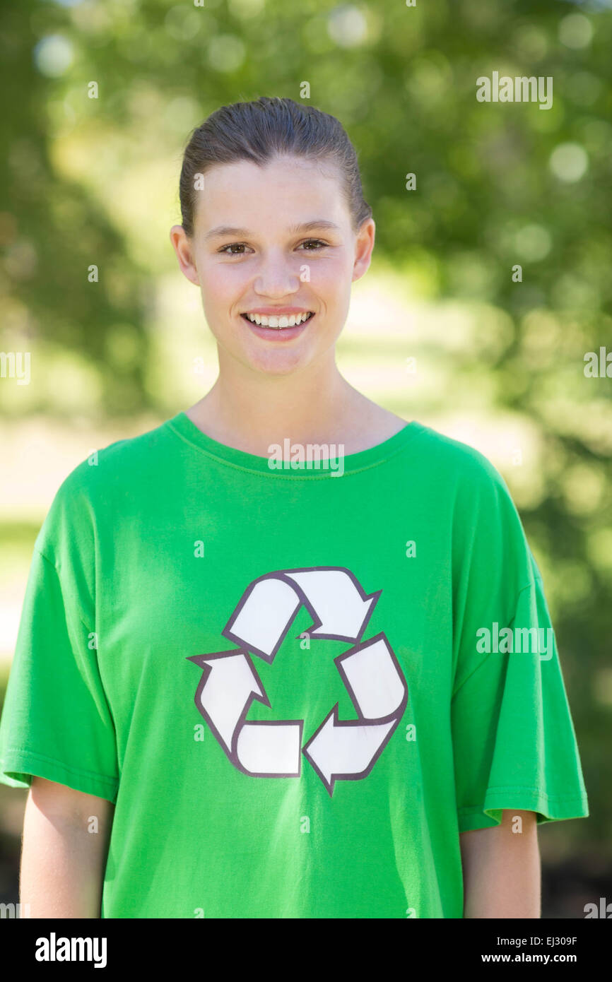 Happy environmental activist in the park Stock Photo - Alamy
