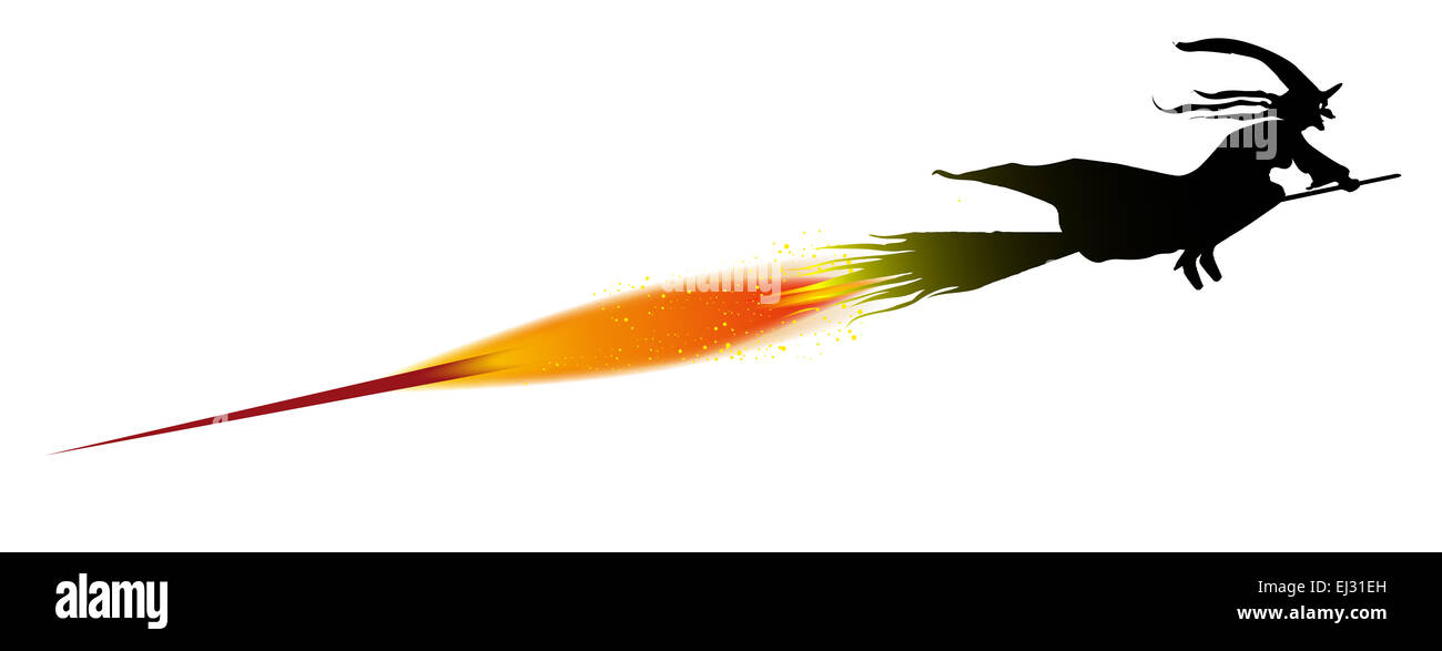 A witch silhouette on her rocket powered broomstick Stock Photo - Alamy