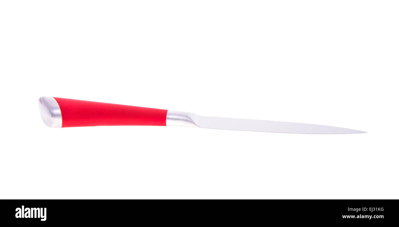 Red Steel Kitchen Knife. Isolated Stock Photo - Alamy