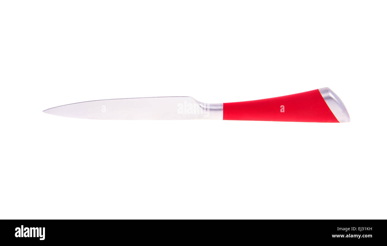 Red Steel Kitchen Knife. Isolated Stock Photo - Alamy
