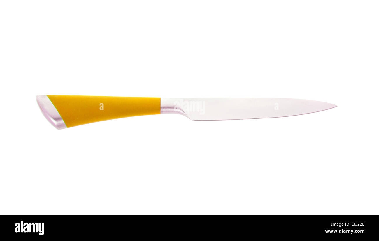 Orange Steel Kitchen Knife. Isolated Stock Photo - Alamy