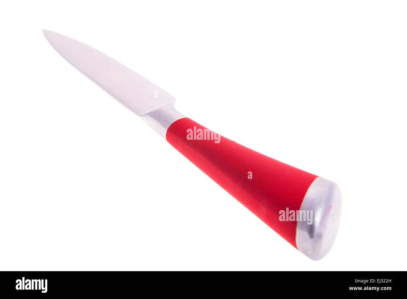 Red Steel Kitchen Knife. Isolated Stock Photo - Alamy