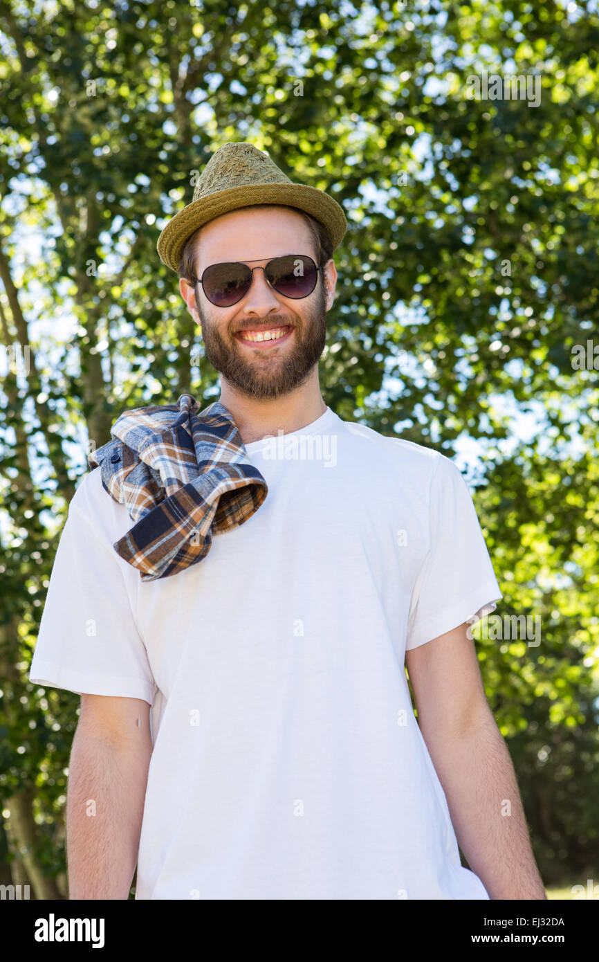 Handsome hipster smiling at camera Stock Photo - Alamy