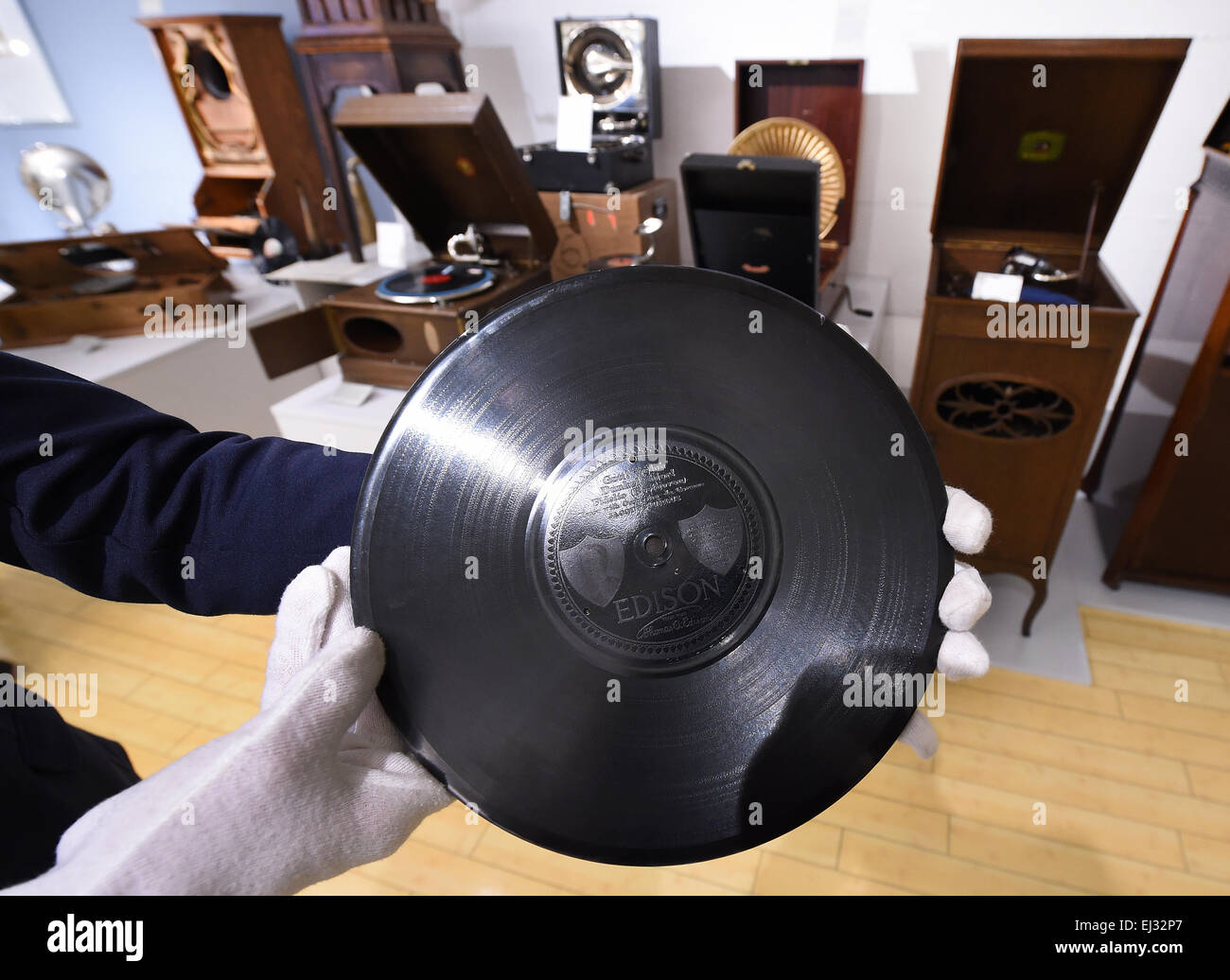 Hanover, Germany. 16th Mar, 2015. A record around 100 years old on ...