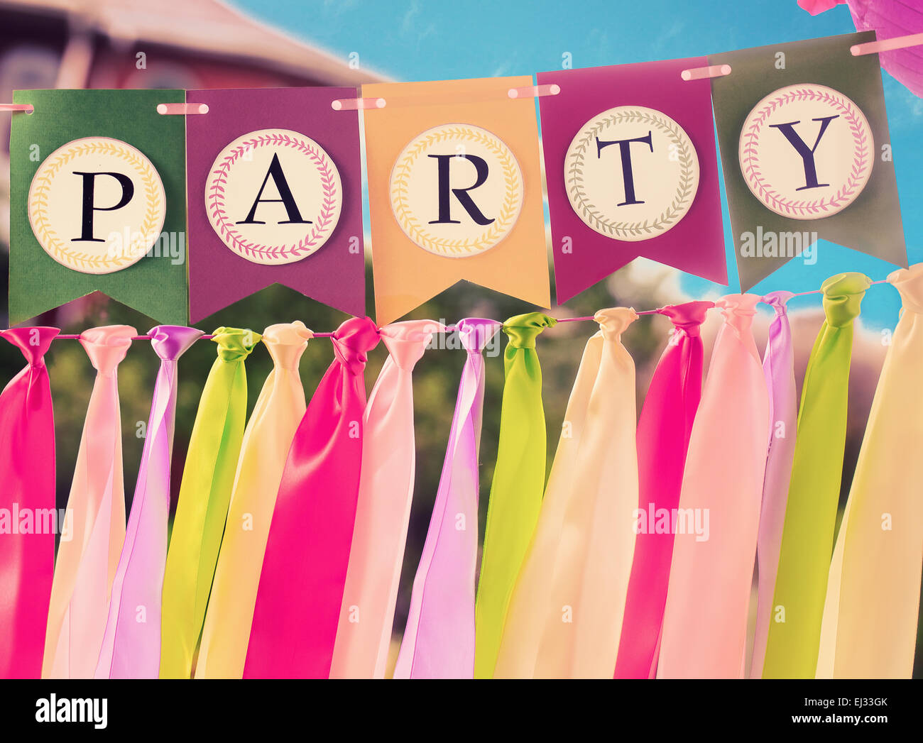 Colourful party swag banner Stock Photo - Alamy