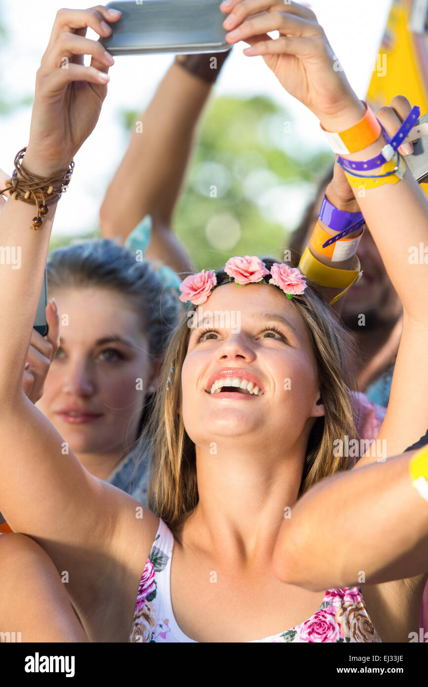 Excited music fan at festival Stock Photo - Alamy