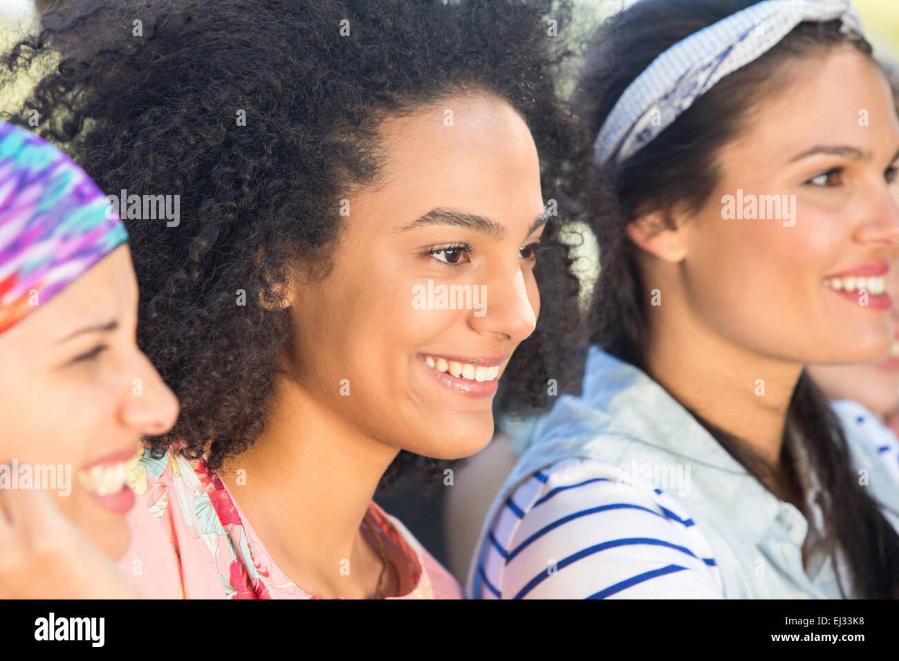 Excited music fans at festival Stock Photo - Alamy