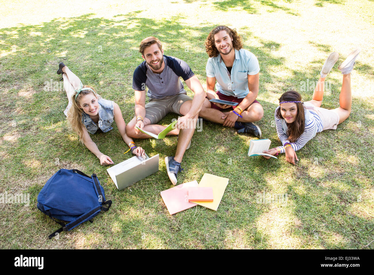 Classmates revising together on campus Stock Photo - Alamy
