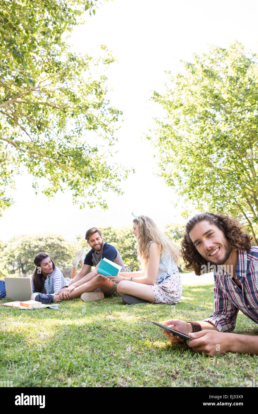 Classmates revising together on campus Stock Photo - Alamy