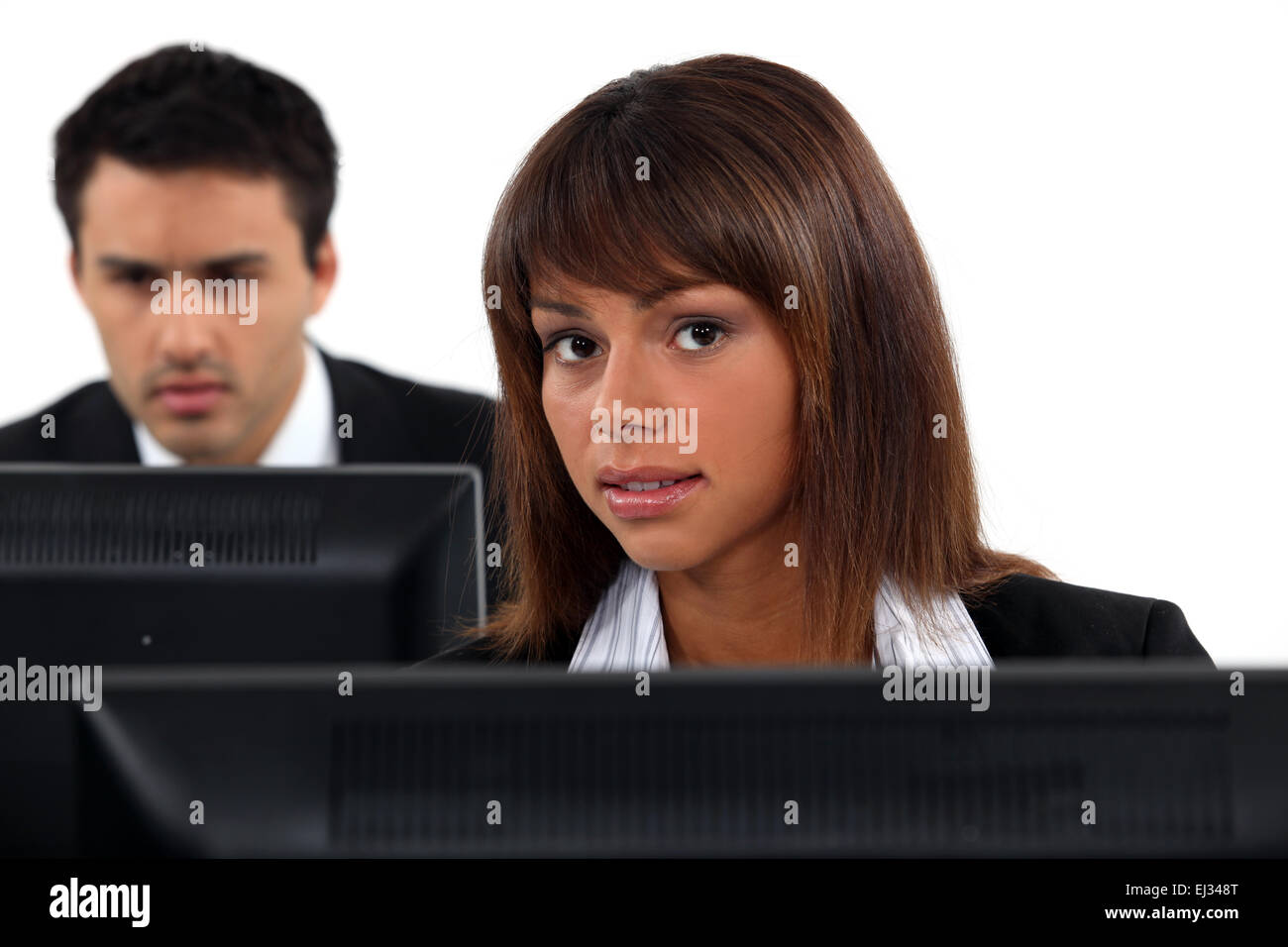 Office workers at computers Stock Photo - Alamy