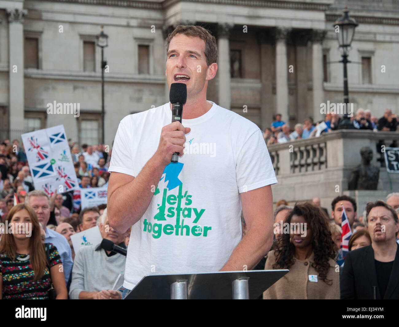 Dan Snow speaks at the Let's Stay Together rally in London's Trafalgar ...