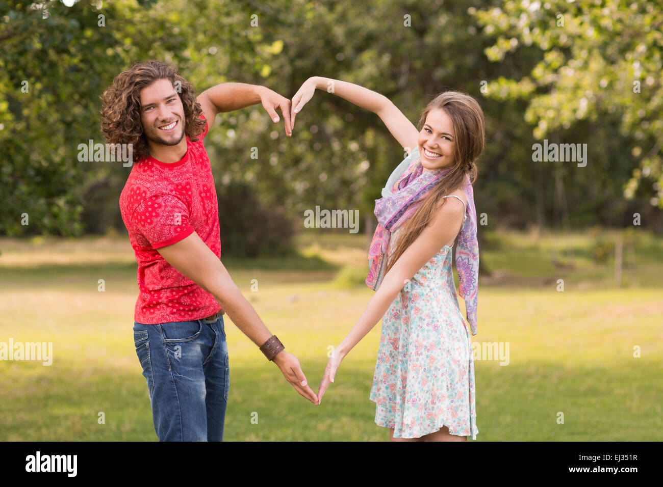 Couple Making Heart Shape Arms High Resolution Stock Photography and ...