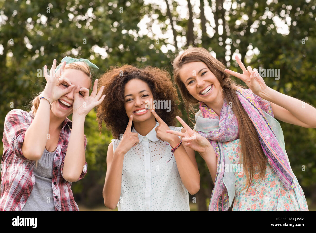 Happy friends in the park Stock Photo - Alamy