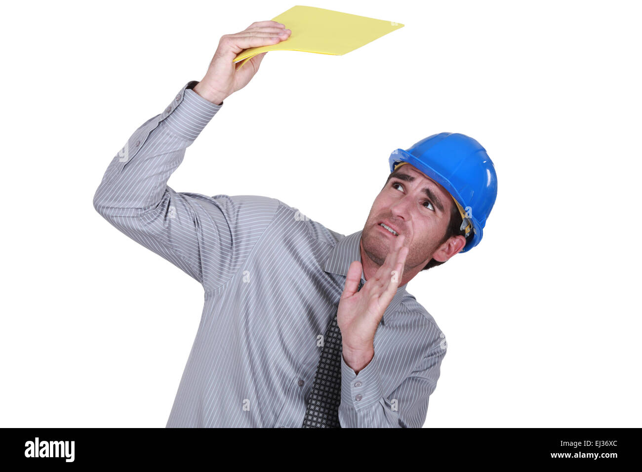 Operator scared looking report Stock Photo - Alamy